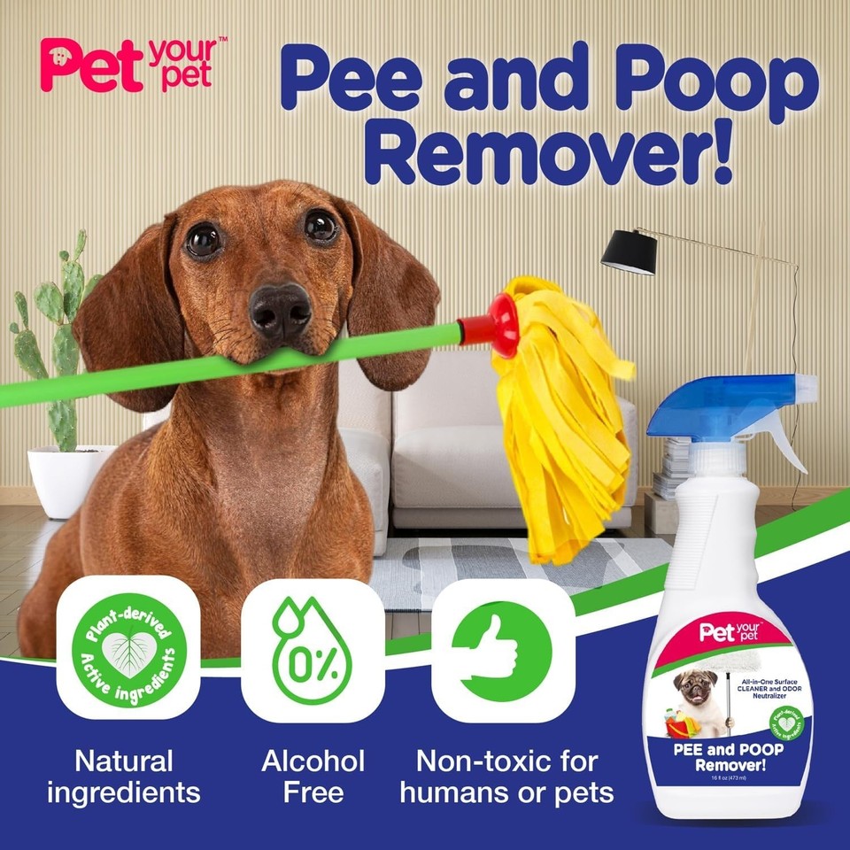 Pee and Poop Remover Cat 16 fl Oz.– All-in-One Pet Stain and Odor ...