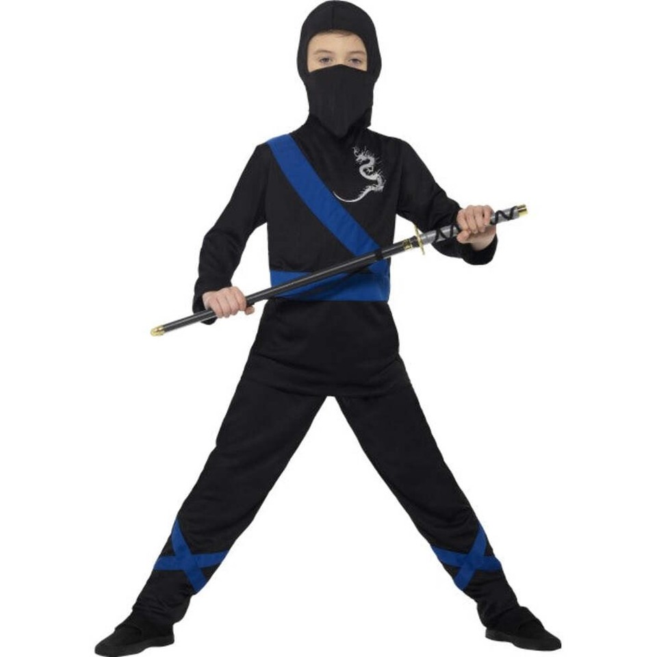 Boys Ninja Costume Martial Arts Ninjas Fighting Fancy Dress Kids Outfit ...