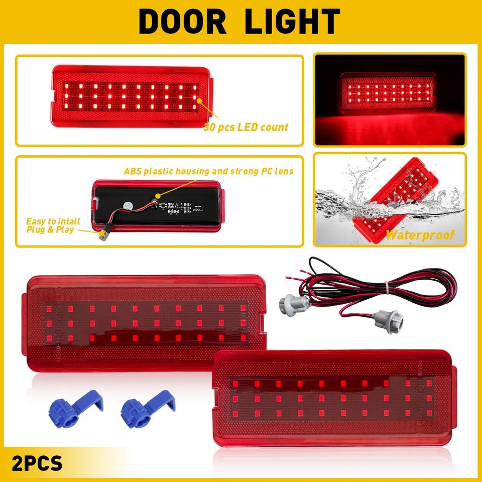 2X LE&RH LED Door Panel Light Courtesy Lamp Red For 99-07 Ford F-250 ...