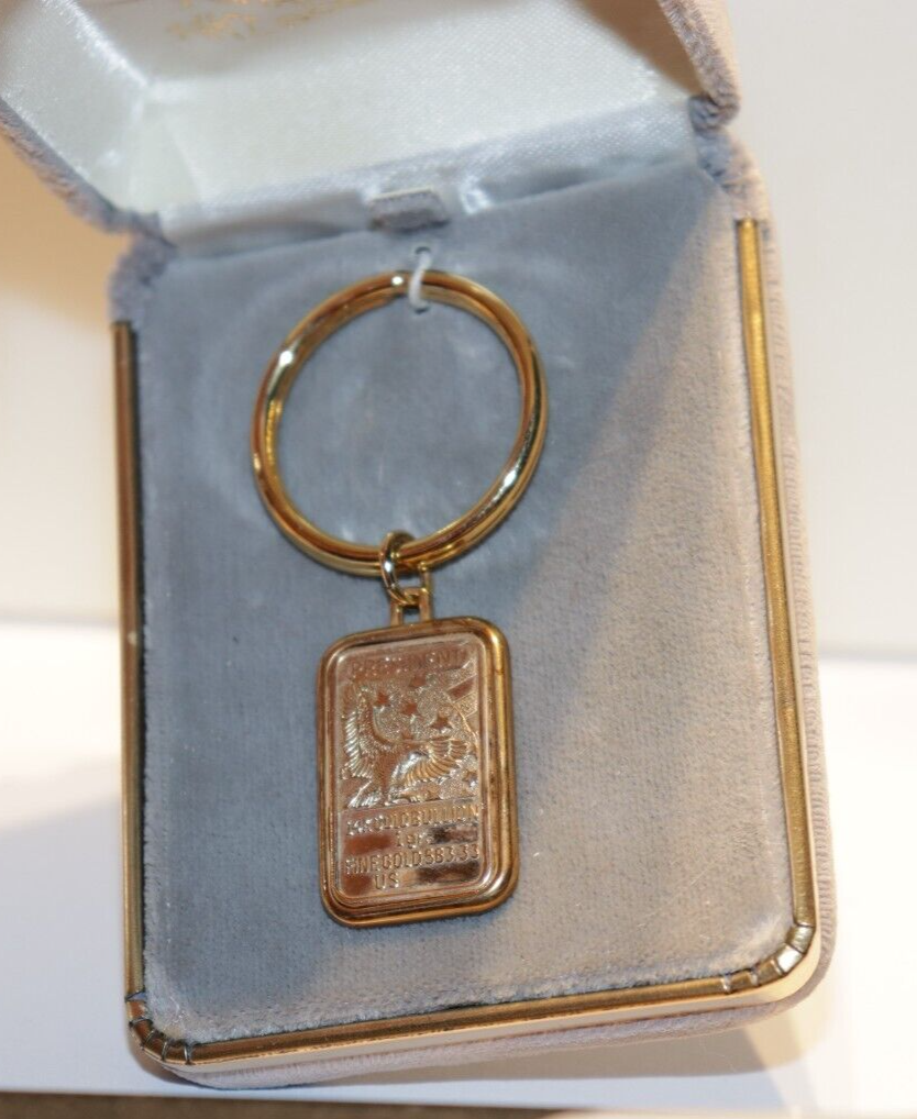 14k 1 Gram Gold Bar Keychain by President in Box | eBay