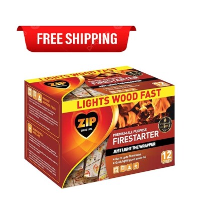 Zip Firestarters Premium All Purpose Wrapped Fire Starters 12 Pack New ...
