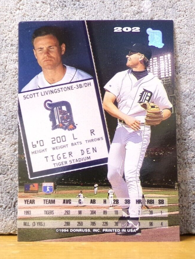 BASEBALL CARD TIGER DEN TIGER STADIUM DETROIT TIGERS SCOTT LIVINGSTONE ...