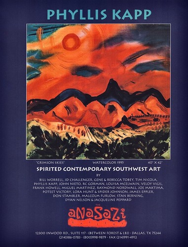 1996 PHYLLIS KAPP Art Gallery Exhibit ~ Crimson Skies 1-Page Magazine ...