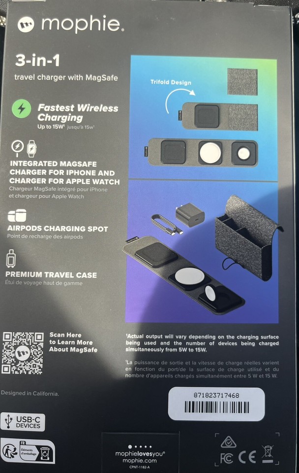 mophie - 3-in-1 Travel Charger with MagSafe for Apple iPhone, AirPods 840056180741| eBay