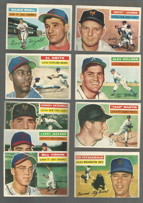 1956 Topps Baseball 9 Card GREY Back Lot EX Condition (NO CREASES ...
