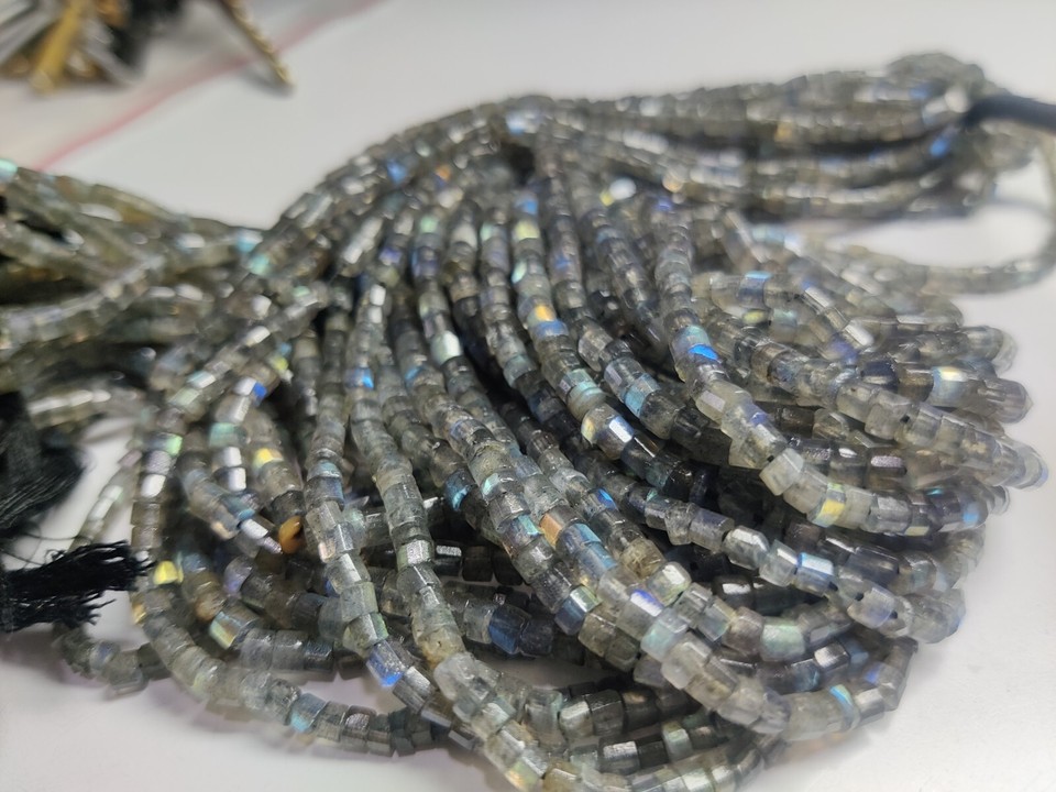 5 Strands Lot Labradorite Faceted Wheel Tire 4 Mm beads Loose 13 ...