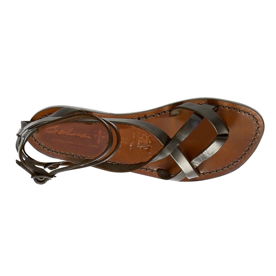 Handmade women's slave sandals in dark brown leather Made in Italy | eBay