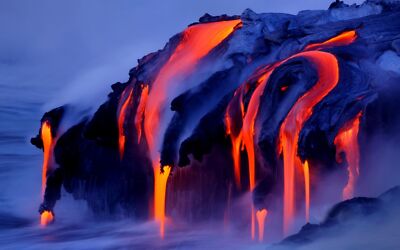Landscape lava long exposure nature volcano smoke water Custom Gaming ...