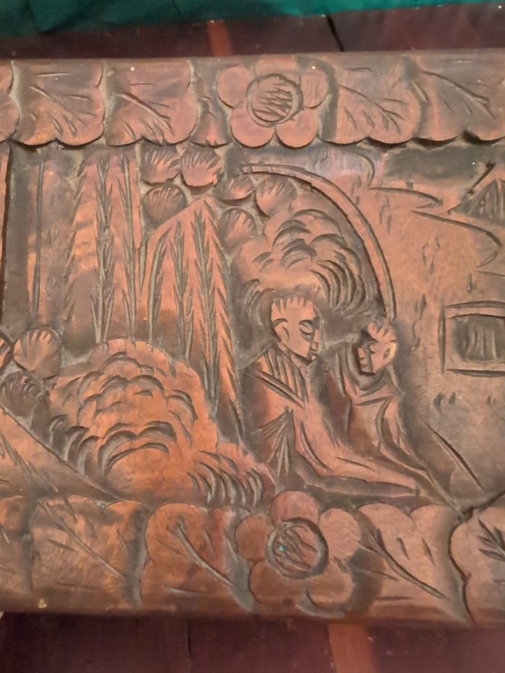 Vintage Hand Carved Chinese Camphor Wooden Table Tea Chest Art ...