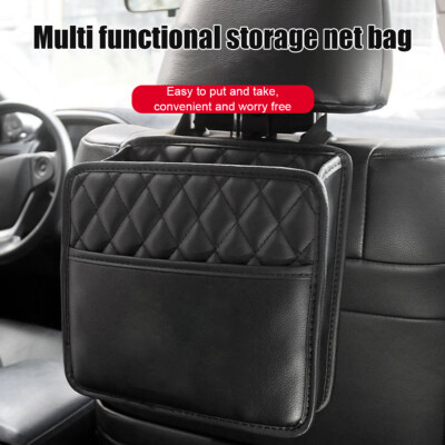 Car Storage Bag Leather Car Organizer Car Backseat Storage Box ...