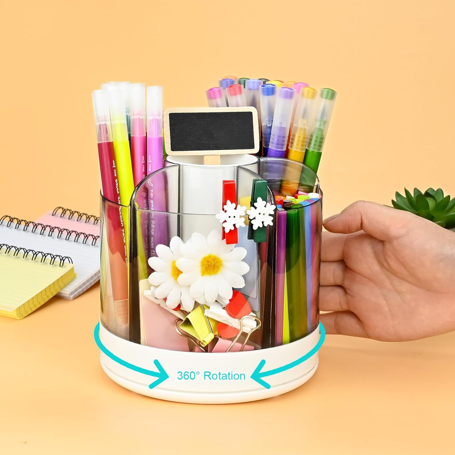 360°Rotating Desk Organiser, Non-Slip Desk Tidy Organiser ...