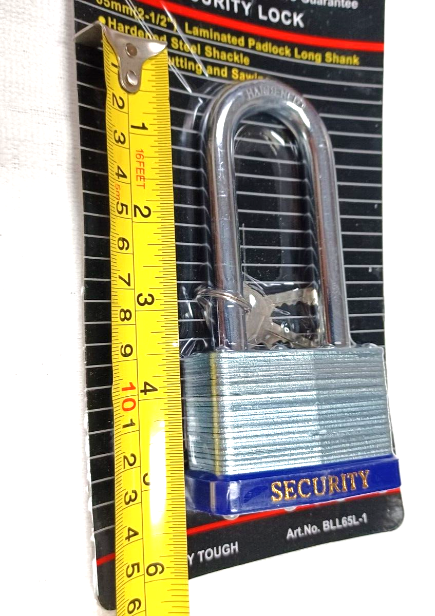 LOCK 65 mm 2-1/2" Padlock - 2 keys long shank padlocks 3.5" shank ...