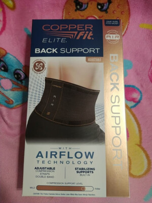 Copper Fit Elite Back Support AirFlow Back Brace Adjustable Double-Band ...