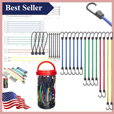 Durable Elastic Bungee Cord Kit with UV Protection in Storage Jar - 24 ...