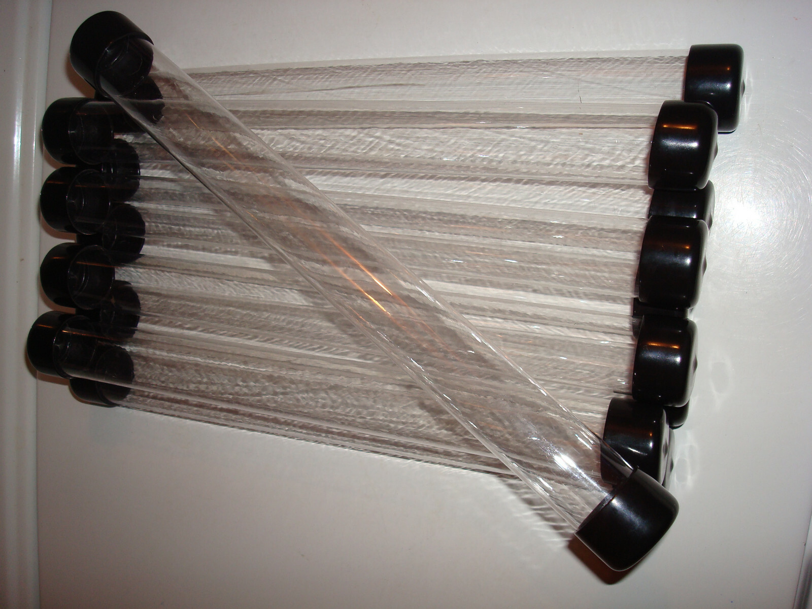 10- 1" Clear Round Plastic Tube 12" Long, Vinyl Caps, Storage Packing ...