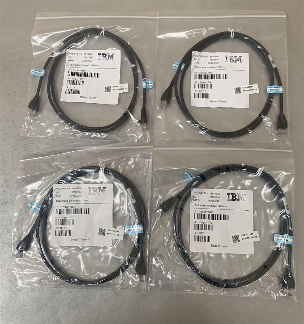 (Lot of 4) IBM 86Y4680 Cat5e Shielded 1GbE Ethernet Cable 1475mm (58 ...