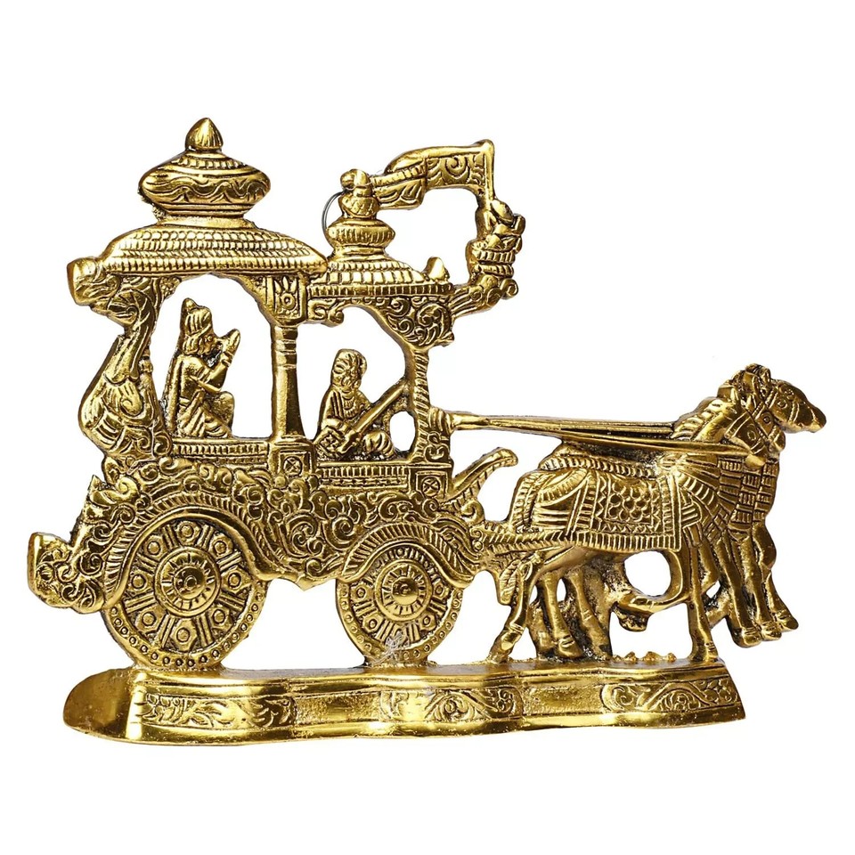 Metal Krishna Arjuna Rath Showpiece for Wall Hanging & Table Decor ...
