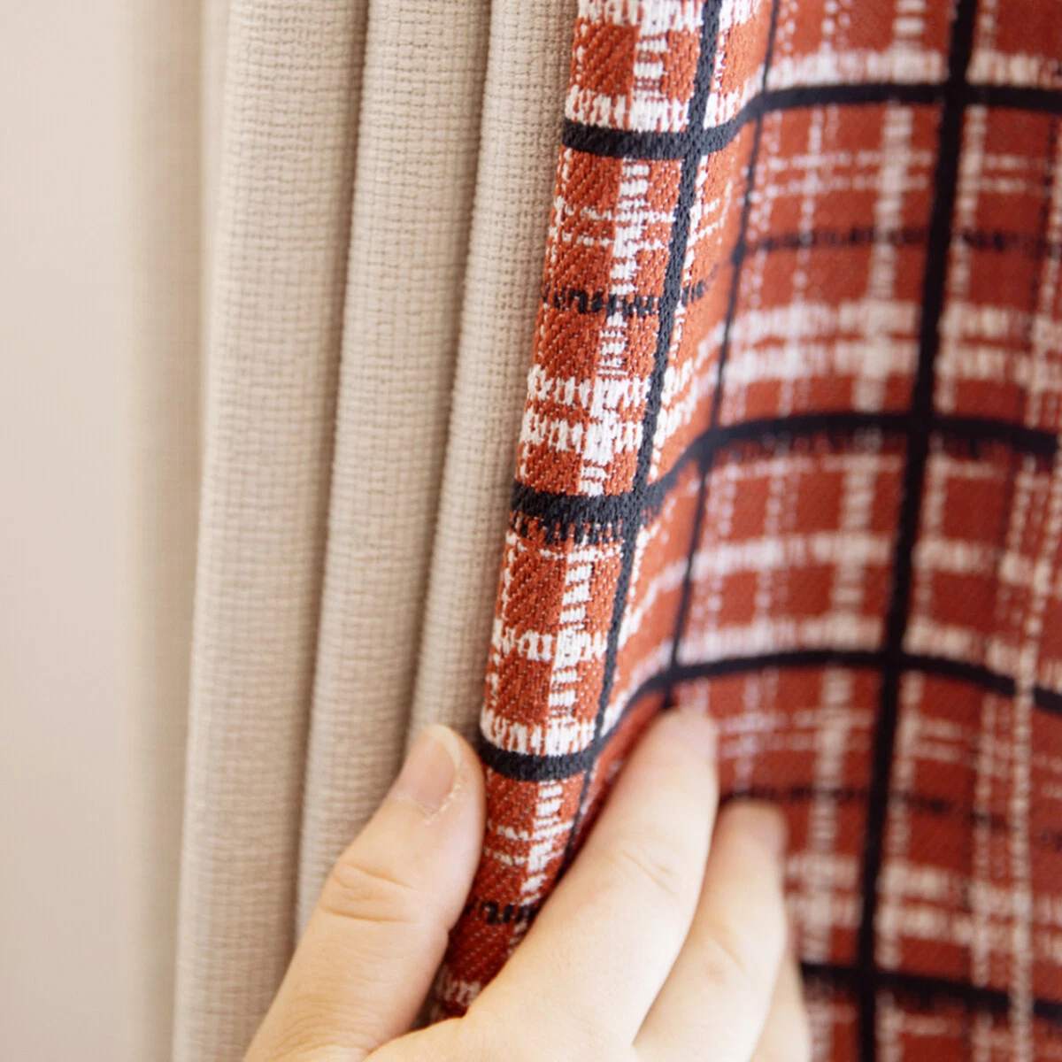Red Patterned Blackout Curtains