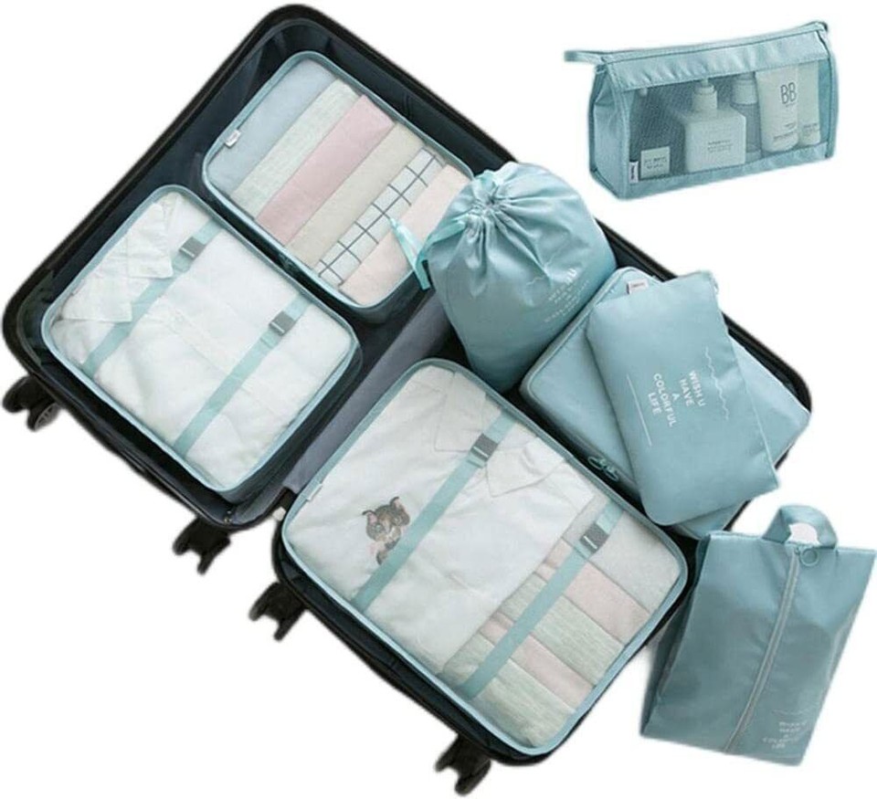 8 PCS Travel Luggage Organiser Set Suitcase Storage Bags Clothing ...