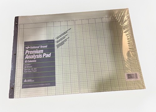 NIP National Brand Premium Analysis Pad 2 pk 12 Column 11x16 50 sheets ...
