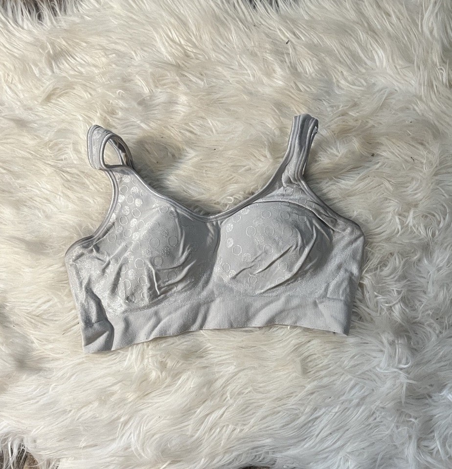 Bali Live It Up Seamless Bra, light gray color with a petal pattern | eBay