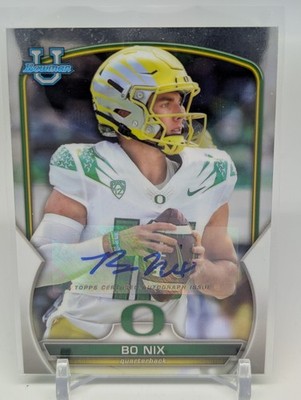 2022 Bowman University Chrome Bo Nix Auto Oregon Ducks Denver Broncos J ...
