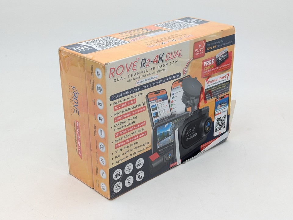 Rove R2-4K Dual Dual-Channel 4k Dash Cam W/128GB Rove Pro microSD (R2 ...