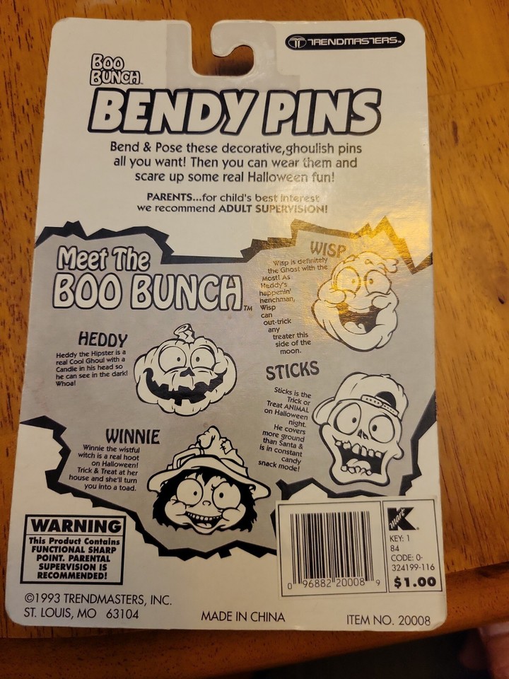 VINTAGE 1993 Trendmasters BOO BUNCH Witch Bendy Pin NEW Sealed ...