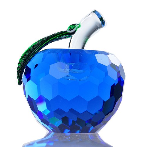 3D Apple Figurine Faceted Crystal Glass Paperweight Wedding Gift Decor ...