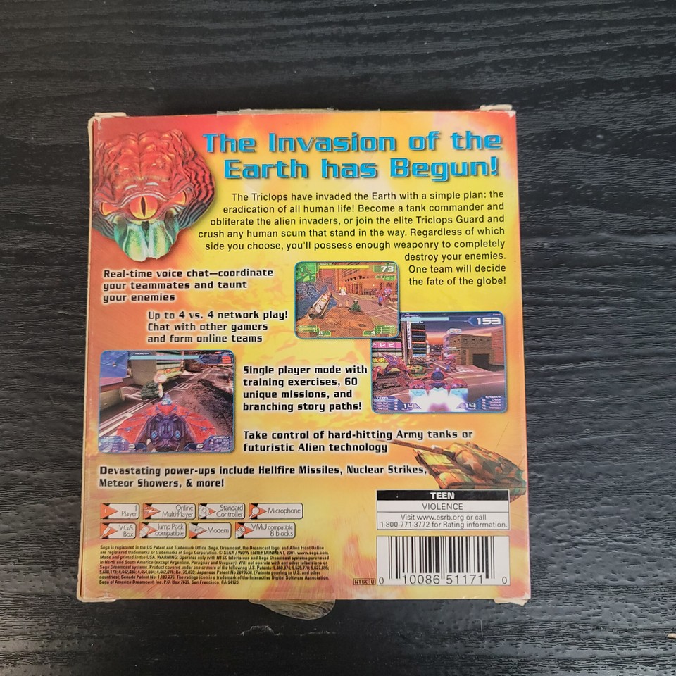 Alien Front Online for Sega Dreamcast Complete In Box CIB Great Shape ...