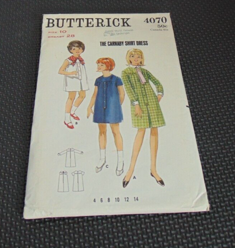Vintage Butterick Sewing Pattern #4070 Size 10 Breast 28 Dress | eBay