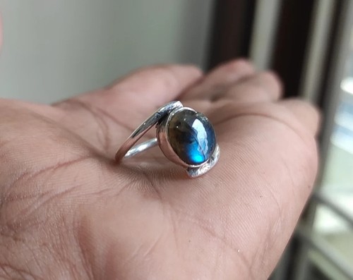 Solid 925 Sterling Silver Natural Labradorite Ring Gemstone Jewelry For ...