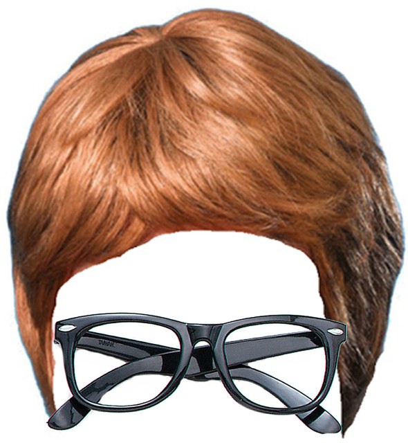 Austin Powers 60s Fancy Dress Costume Kit Inc Brown Wig and Black ...