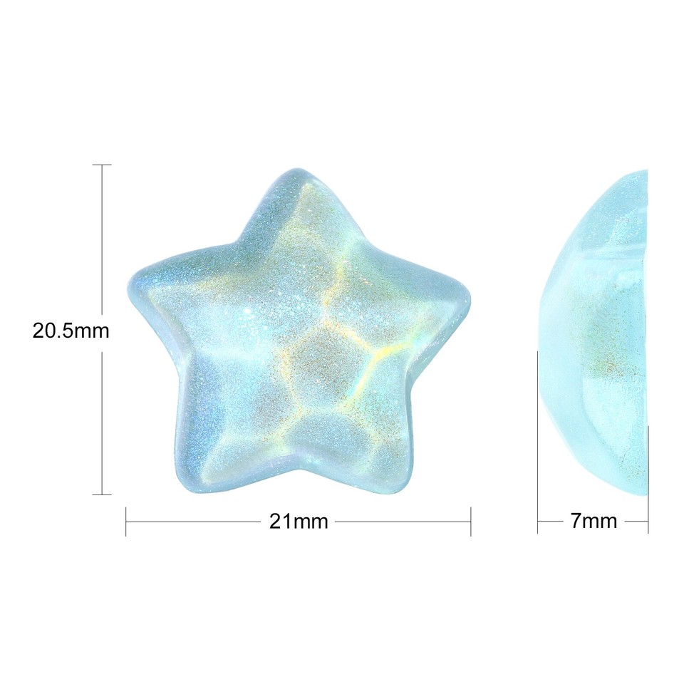 50x Resin Cabochons Glitter Star Flat Back Beads for DIY Craft Jewelry ...