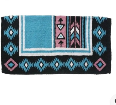Tough-1 Cherokee Teal/Pink/White/Black 36x34" Heavy Wool Saddle Blanket ...