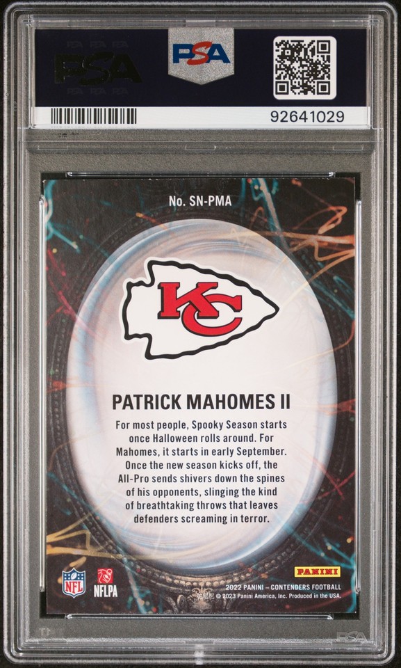 2022 PANINI CONTENDERS SUPERNATURAL EMERALD #SNPMA PATRICK MAHOMES II ...