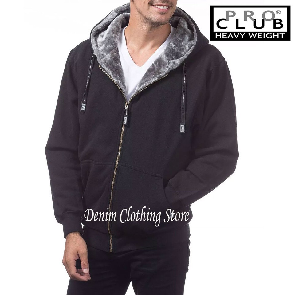 Pro Club Pile Full Zip Up Hoodie Heavyweight Thick Jacket Sweatshirts ...