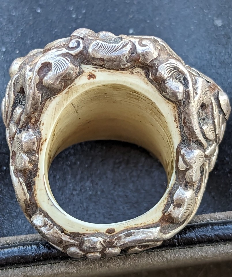 Silver ring built around yak bone, very unusual, sz 8.5, 20.7 gr, 1.25 ...