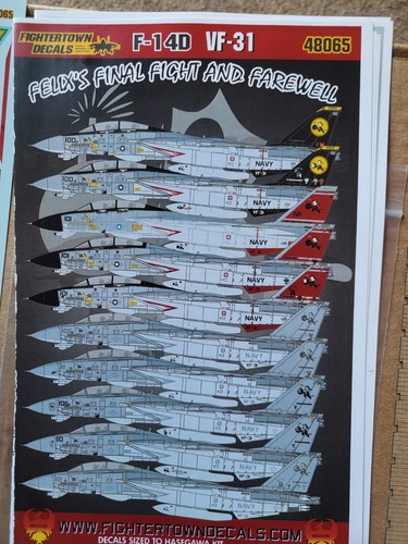 FIGHTERTOWN 1/48 FELIX'S FINAL FIGHT & FAREWELL F-14D V-31 DECAL 48065 ...