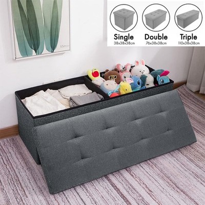 EXTRA LARGE OTTOMAN STORAGE BOX FOLDING STORAGE OTTOMAN POUFFE BENCH ...