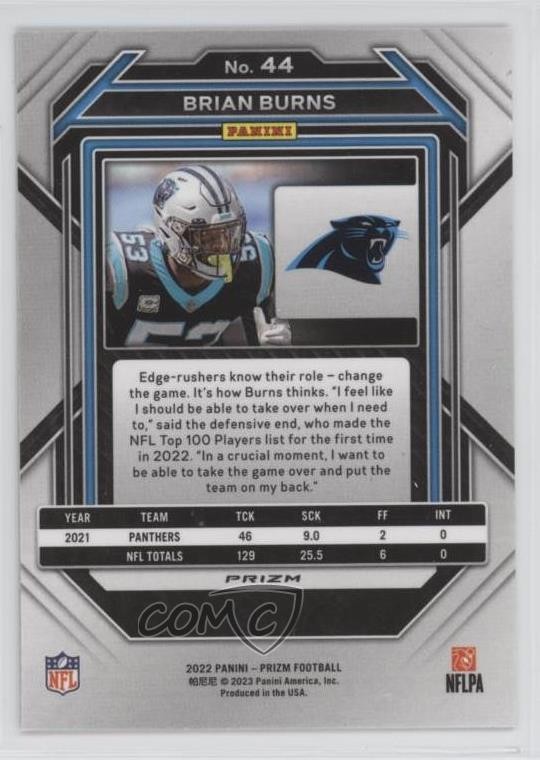 2022 Panini Prizm Red Sparkle Prizm Brian Burns #44 | eBay