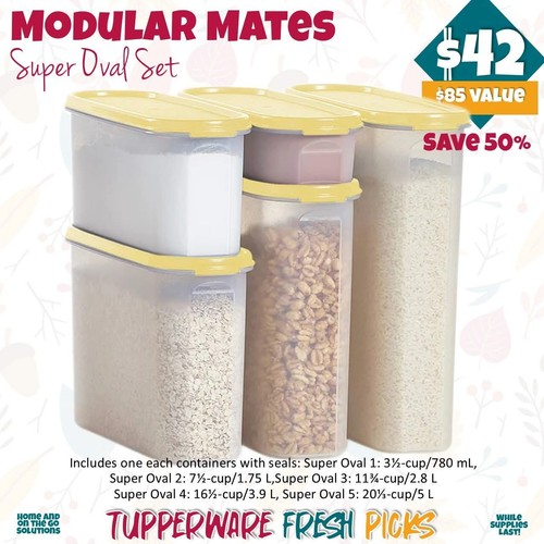 Tupperware Super Oval Modular Mates Set 5pc Yellow | eBay