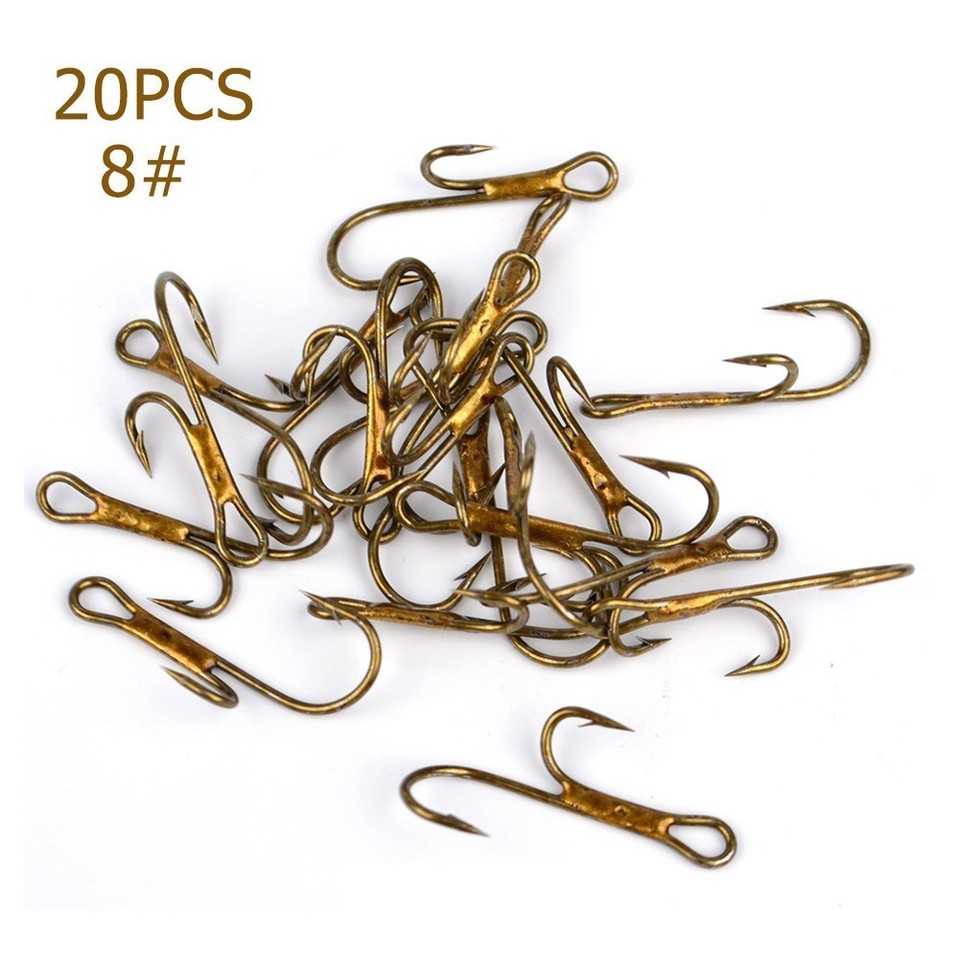 20pcs Double Hook High Carbon Steel Crank Pike Fish Gadgets Replacement ...