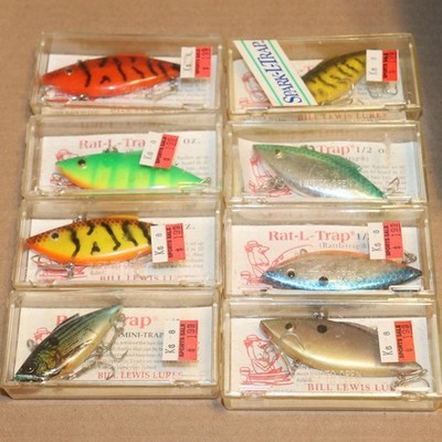 ONE Lot of 8 Bill Lewis Lures Rat-L-Trap Vintage New in Pack USA 1/2oz ...