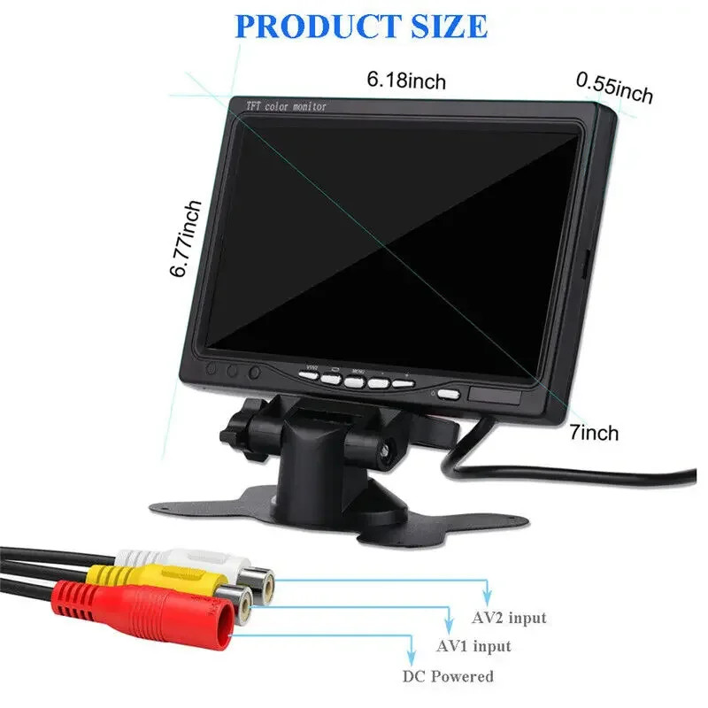 12V-24V Car Backup Reverse Camera 7" HD Rear View Monitor Kit for Bus ...
