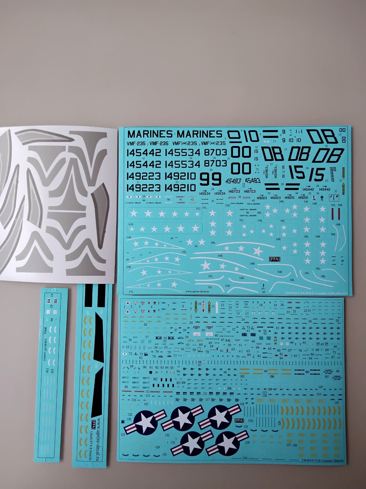 1:48 Decal F-8A/B/D/E Crusader VMF(AW)-235 (FFA film) UpRise Decals ...