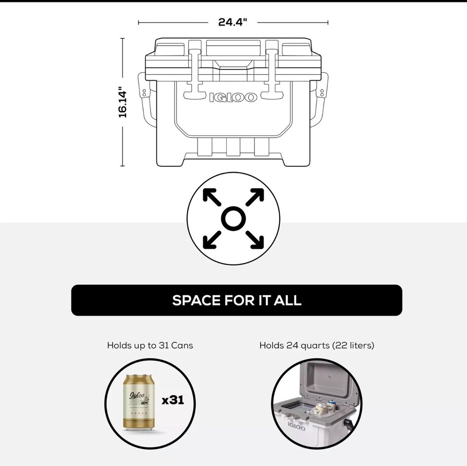 Igloo 24 qt IMX Lockable Insulated Ice Chest Injection Molded Cooler ...