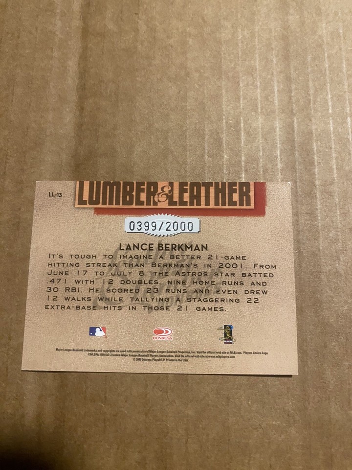 2005 Leather and Lumber Lumber/Leather #LL13 399/2000 Lance Berkman ...