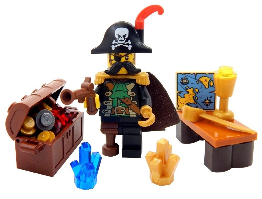 NEW LEGO PIRATE CAPTAIN with TREASURE minifig lot minifigure gold ...