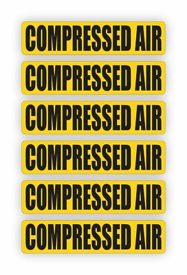 6-pack COMPRESSED AIR Vinyl Stickers | Decals Pipemarkers Plumbing Shop ...
